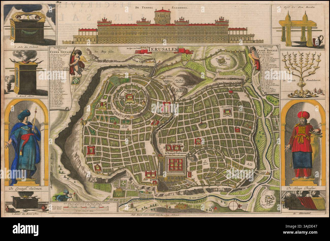A 1690s map of Jerusalem by Daniel Stoopendaal, illustrating the city’s ...