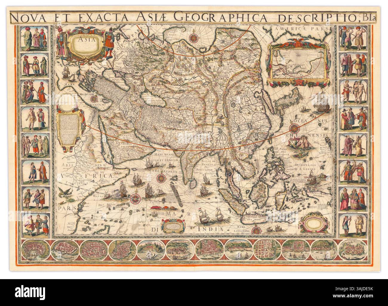 A 1646 map of Asia by Willem Janszoon Blaeu, published by Stefano Scolari. This map offers a ...