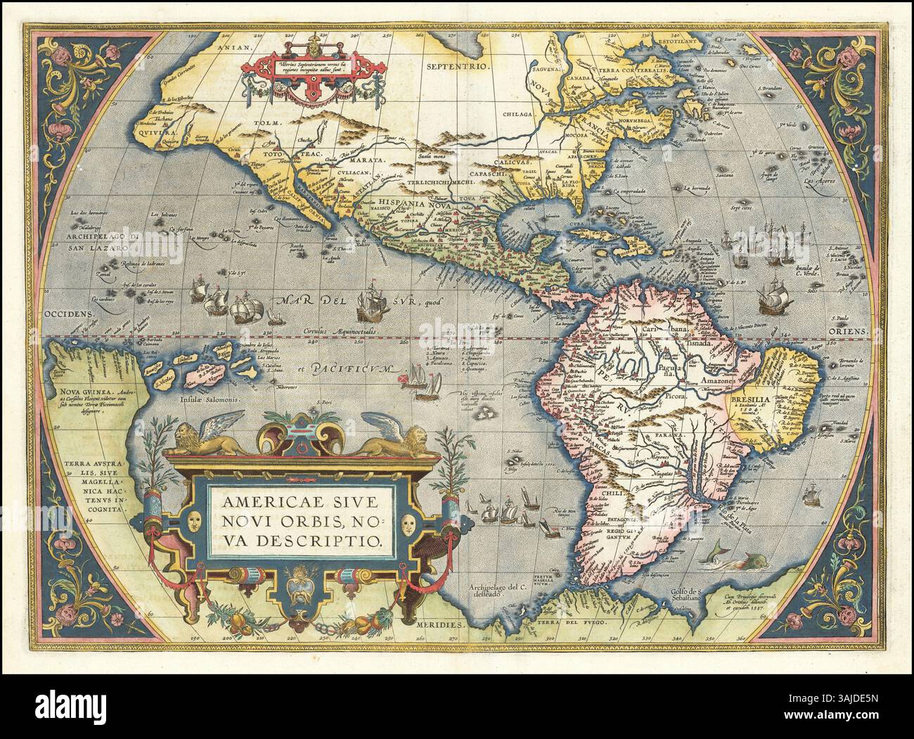 Abraham Ortelius' 1595 map 'Americae sive Novi Orbis, Nova Descriptio ...