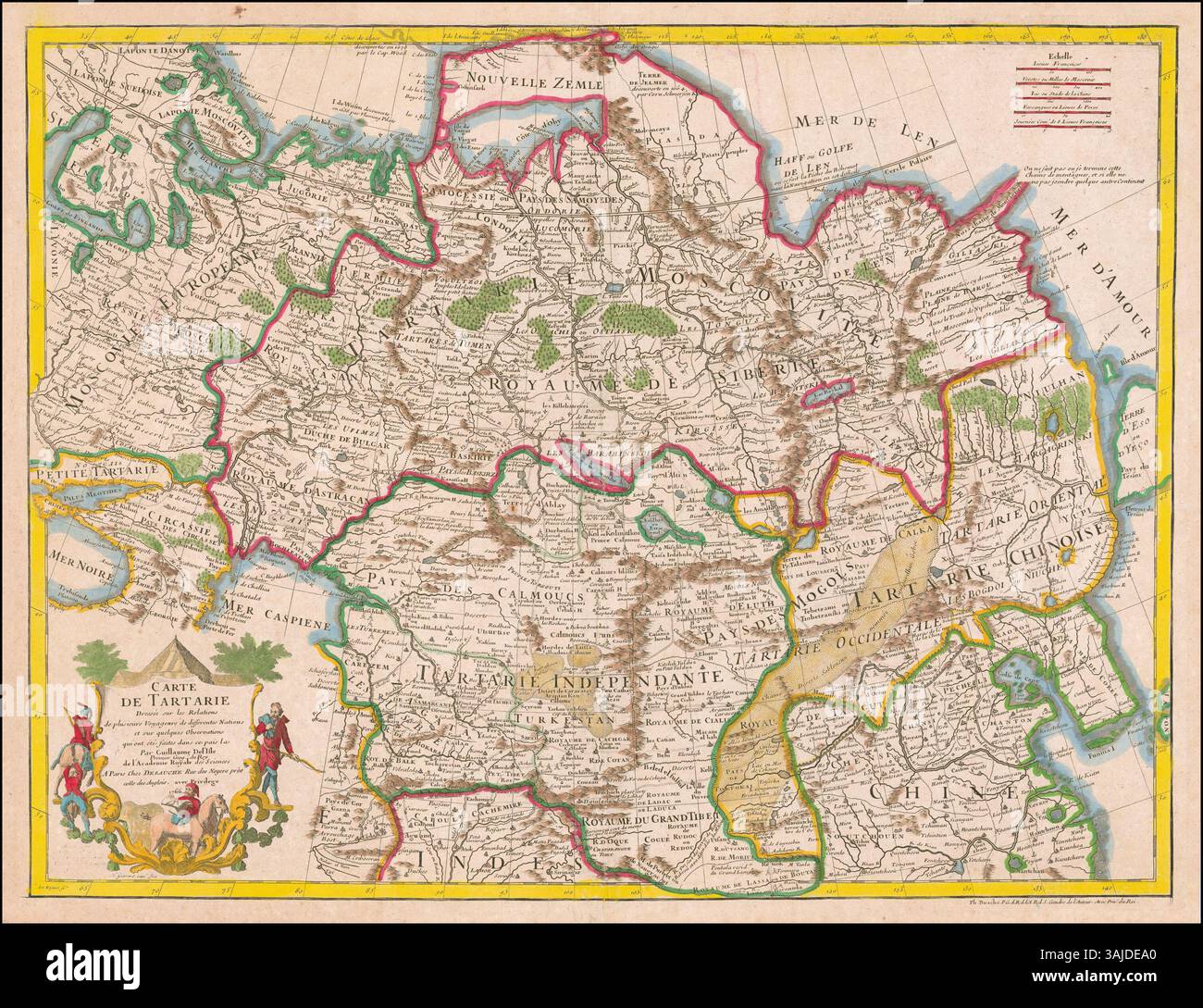 A 1766 map by Guillaume Delisle depicting Tartary, showing the ...