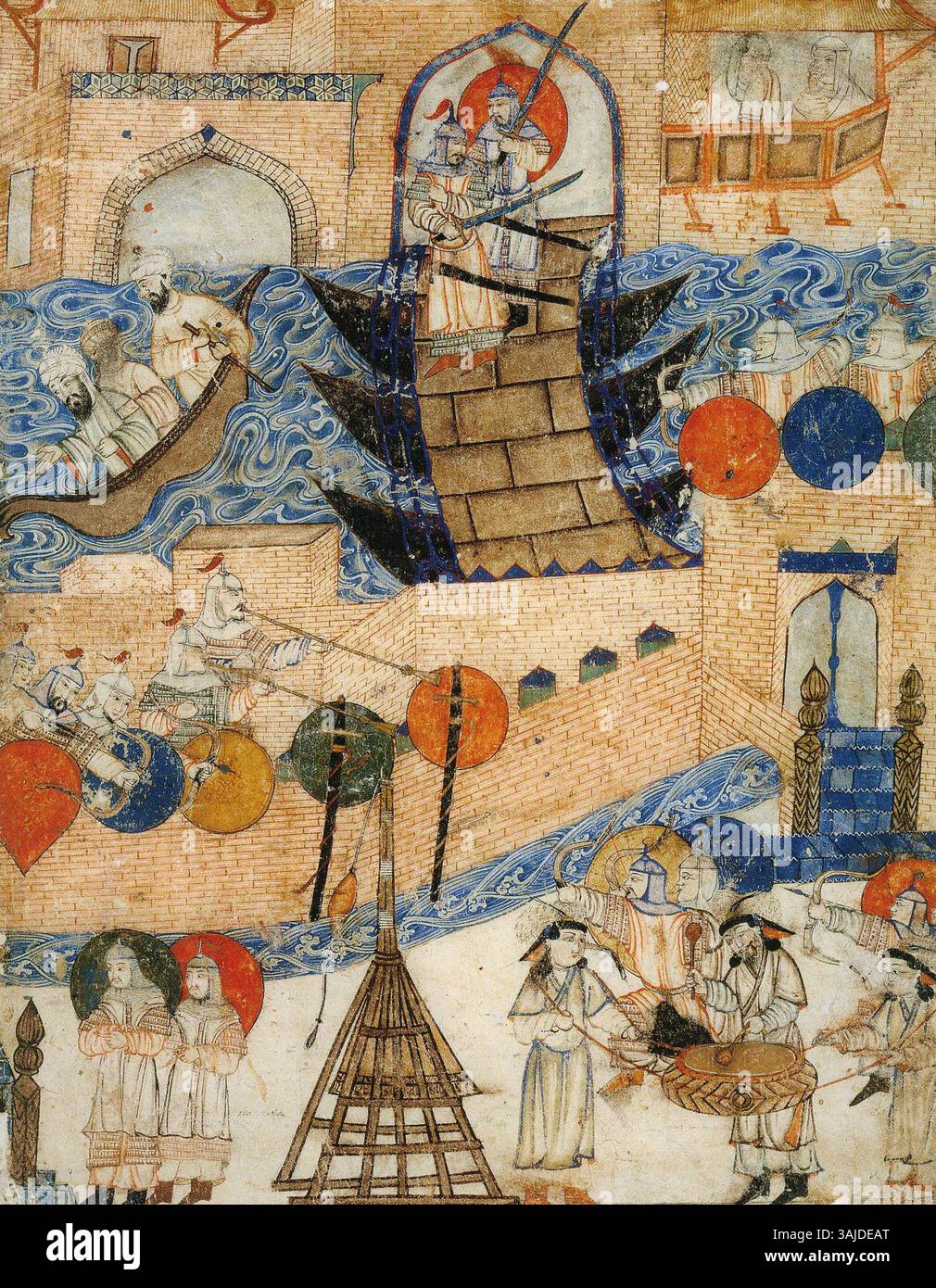 This 14th-century illustration depicts the Mongol conquest of Baghdad ...