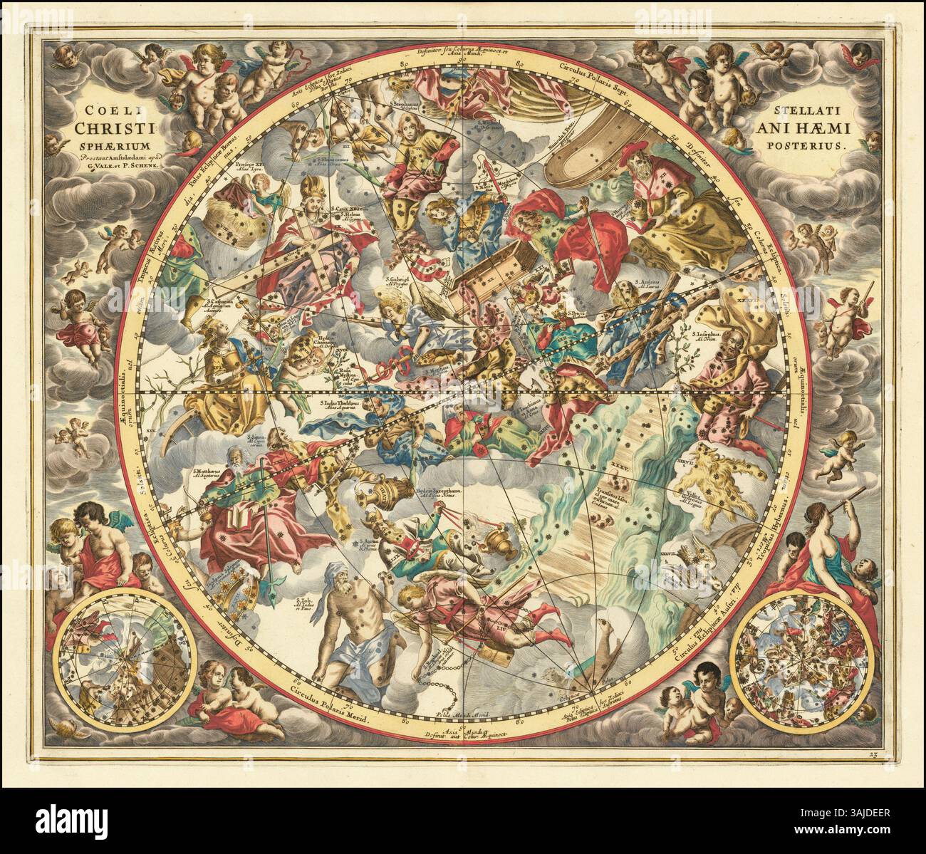 A 1660 celestial chart by Andreas Cellarius, mapping constellations in ...