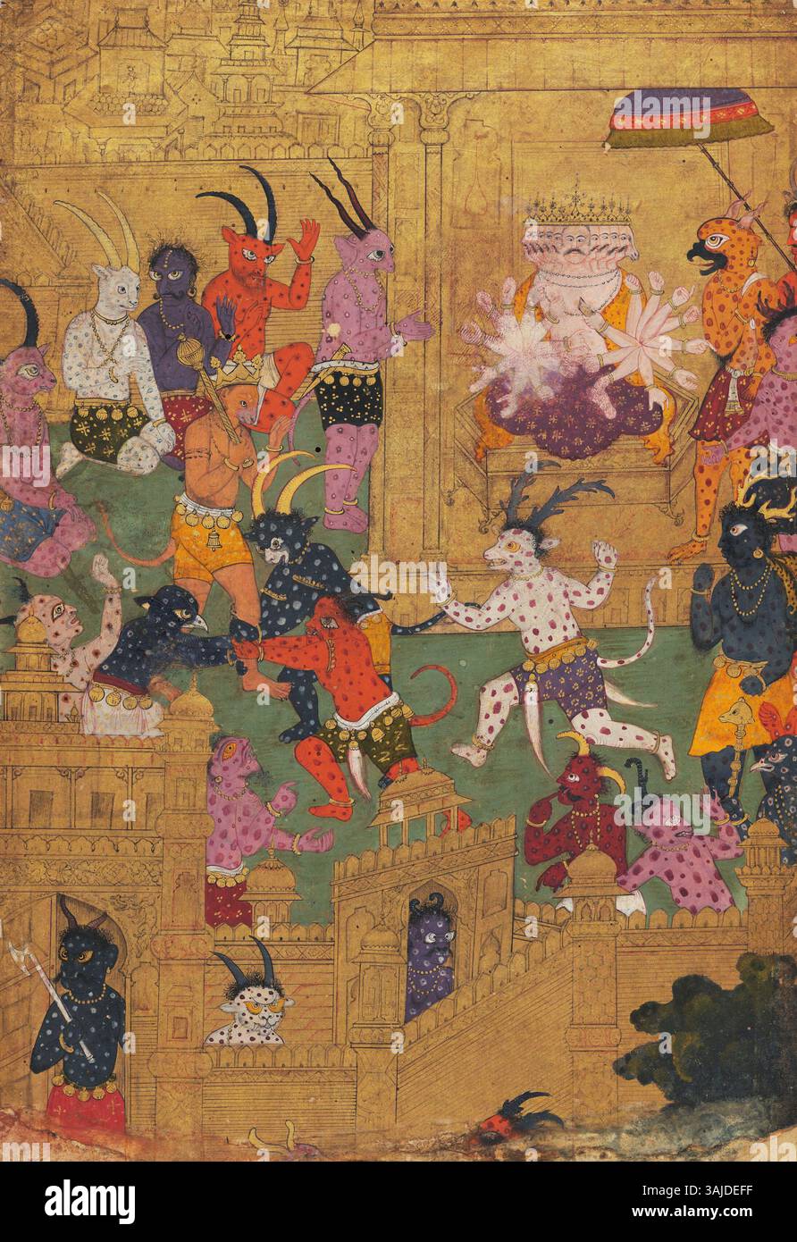 This early 17th-century painting depicts Angad, the messenger of Rama ...