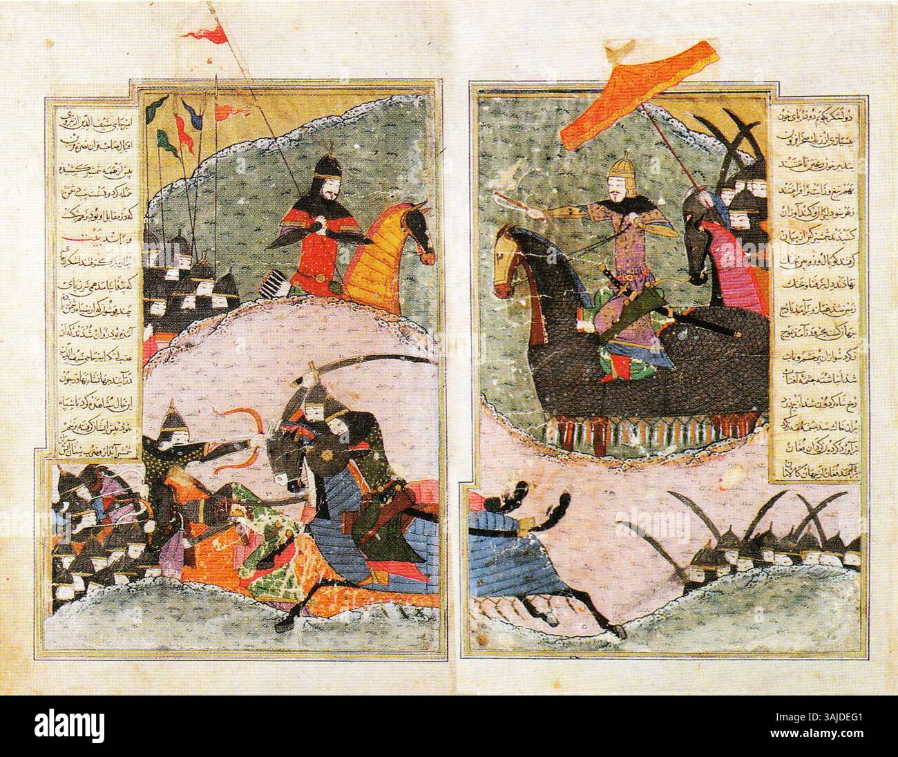 The Battle between Timur and Toqtamish Khan, depicted in the 1436 ...