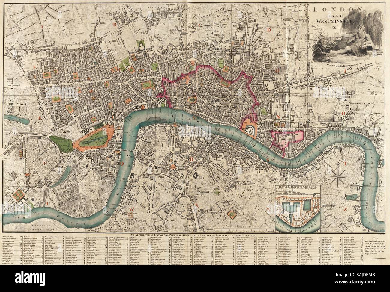 This engraved map by John Fairburn, created in 1796, depicts London and ...