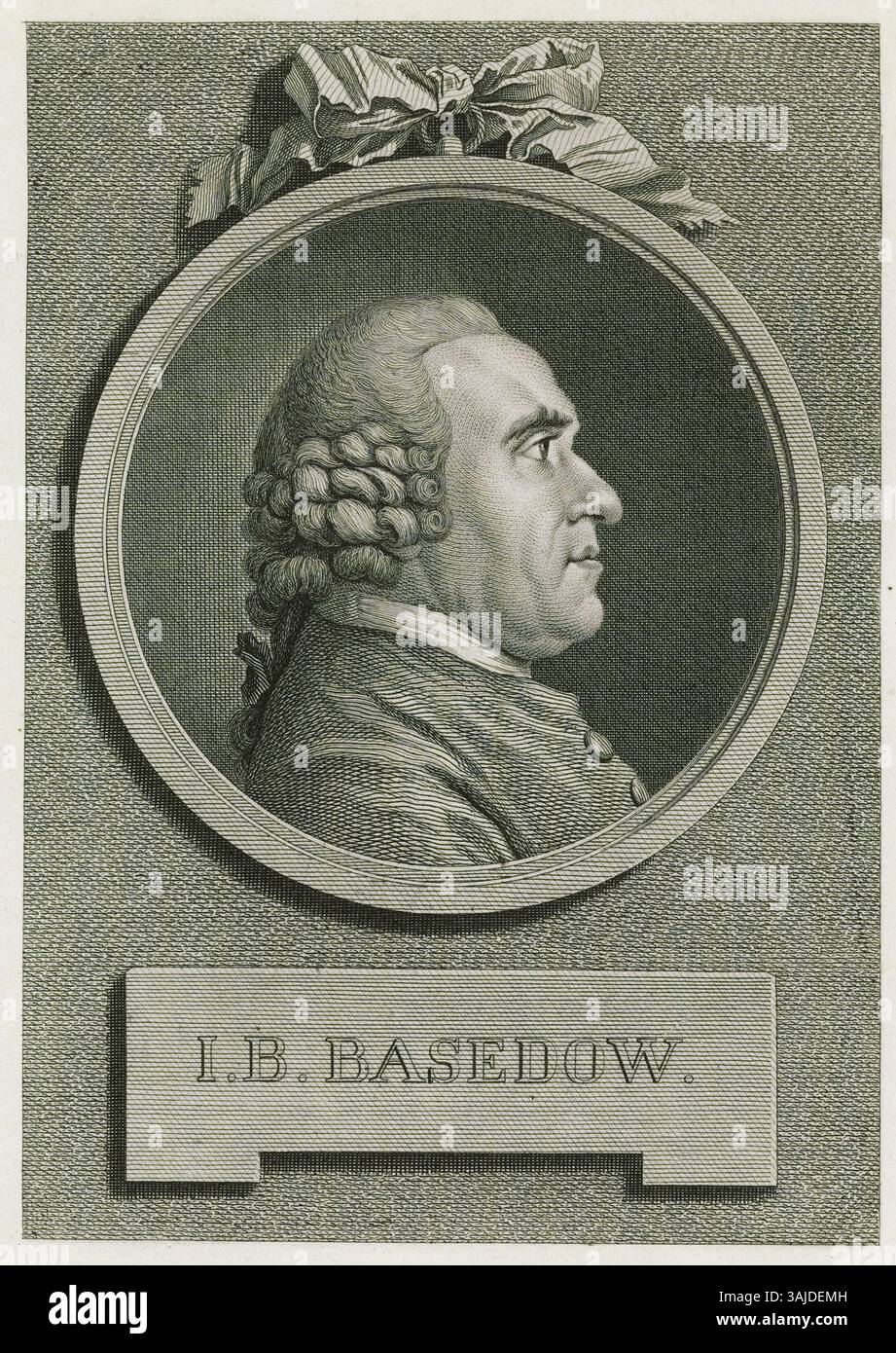 A copper engraving portrait of Johann Bernhard Basedow, created by ...