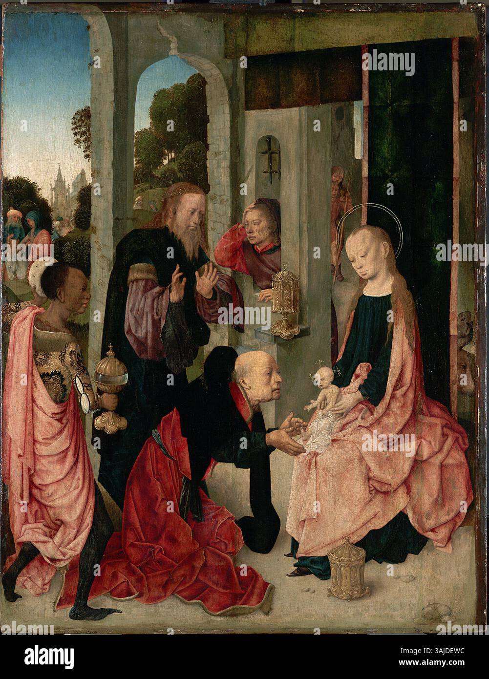 Adoration of the Kings, painted by the Master of the Virgo inter Virgines around 1485. This ...