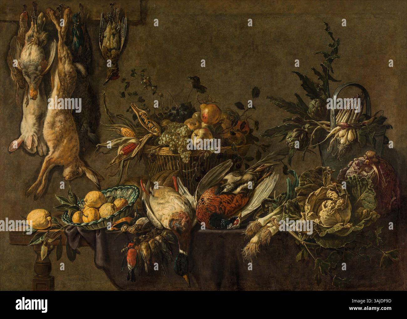 Kitchen still life painting by Adriaen van Utrecht, dated 1646. This ...