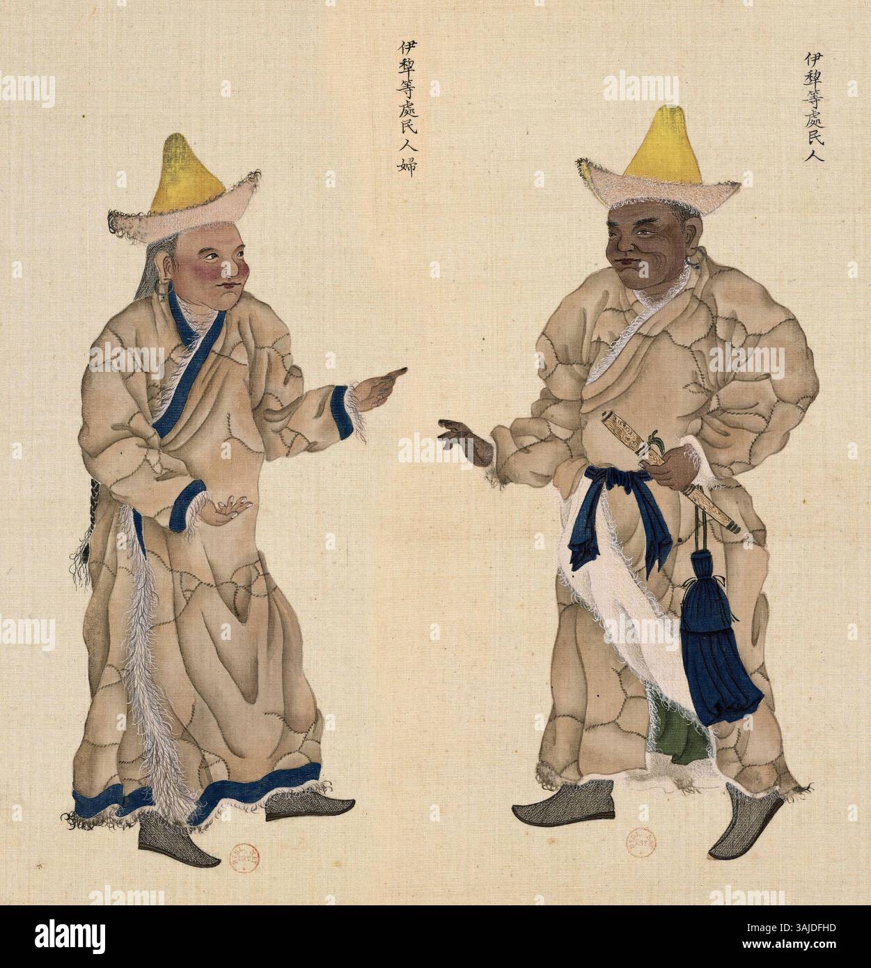 In the 1769 painting 'Huang Qing Zhigong Tu,' a commoner from Ili and ...