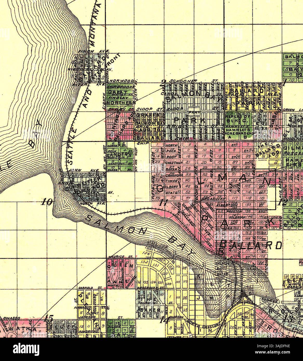 This 1890 map from O.P. Anderson & Co. illustrates the city of Seattle ...