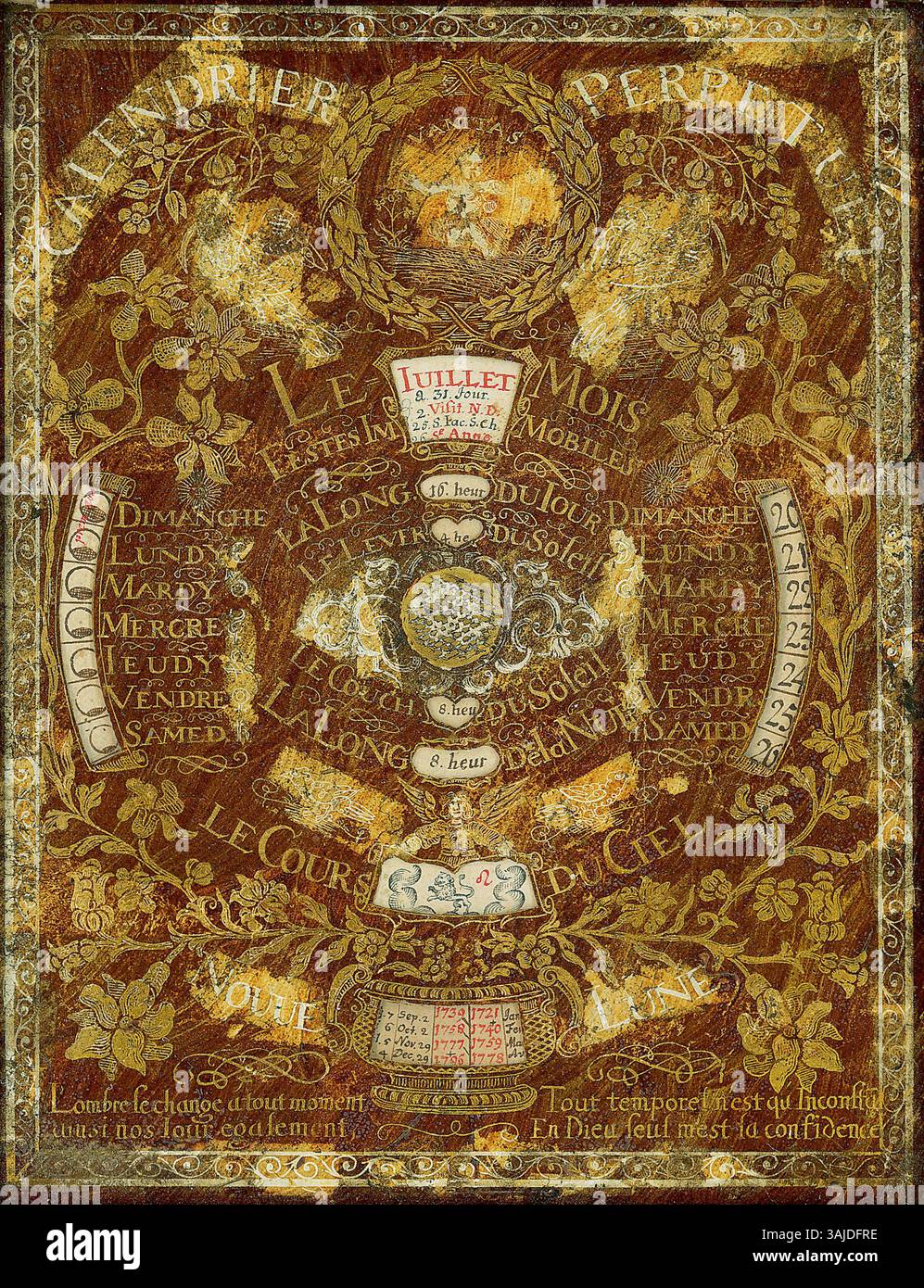 The 'Calendrier perpetuel' (Perpetual Calendar) from 1721, created in ...