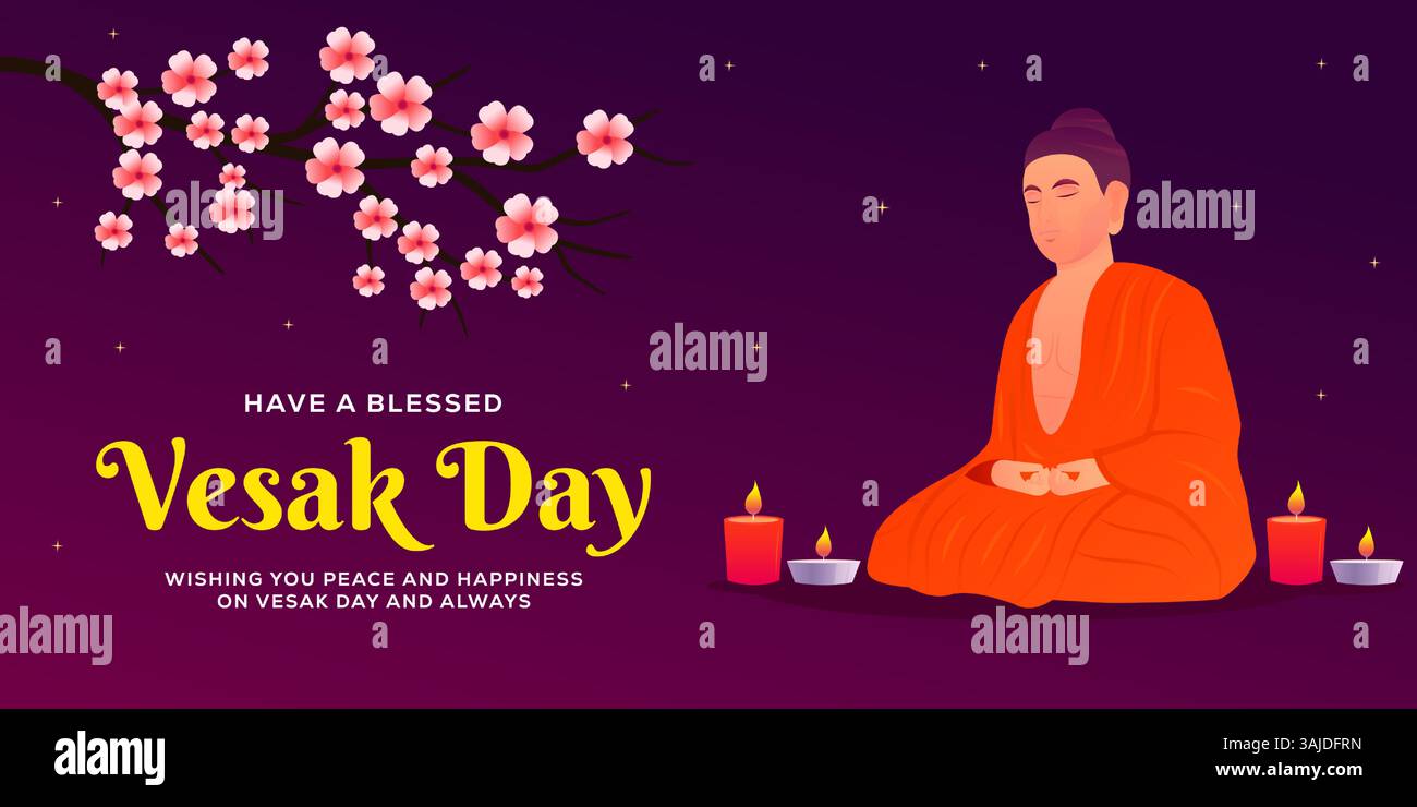 vesak day horizontal banner illustration in gradient style Stock Vector ...