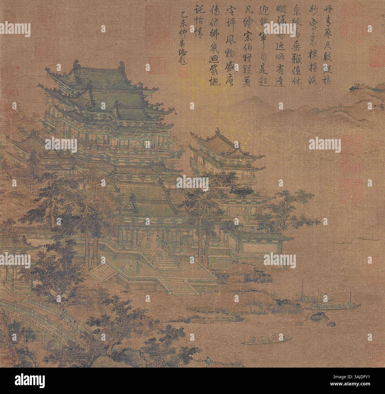 A painting of the Luoyang Pavilion by Li Zhaodao, dating from the early ...