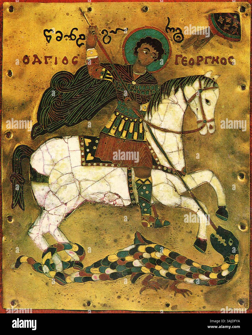 This 15th-century icon of Saint George slaying the dragon, crafted with ...