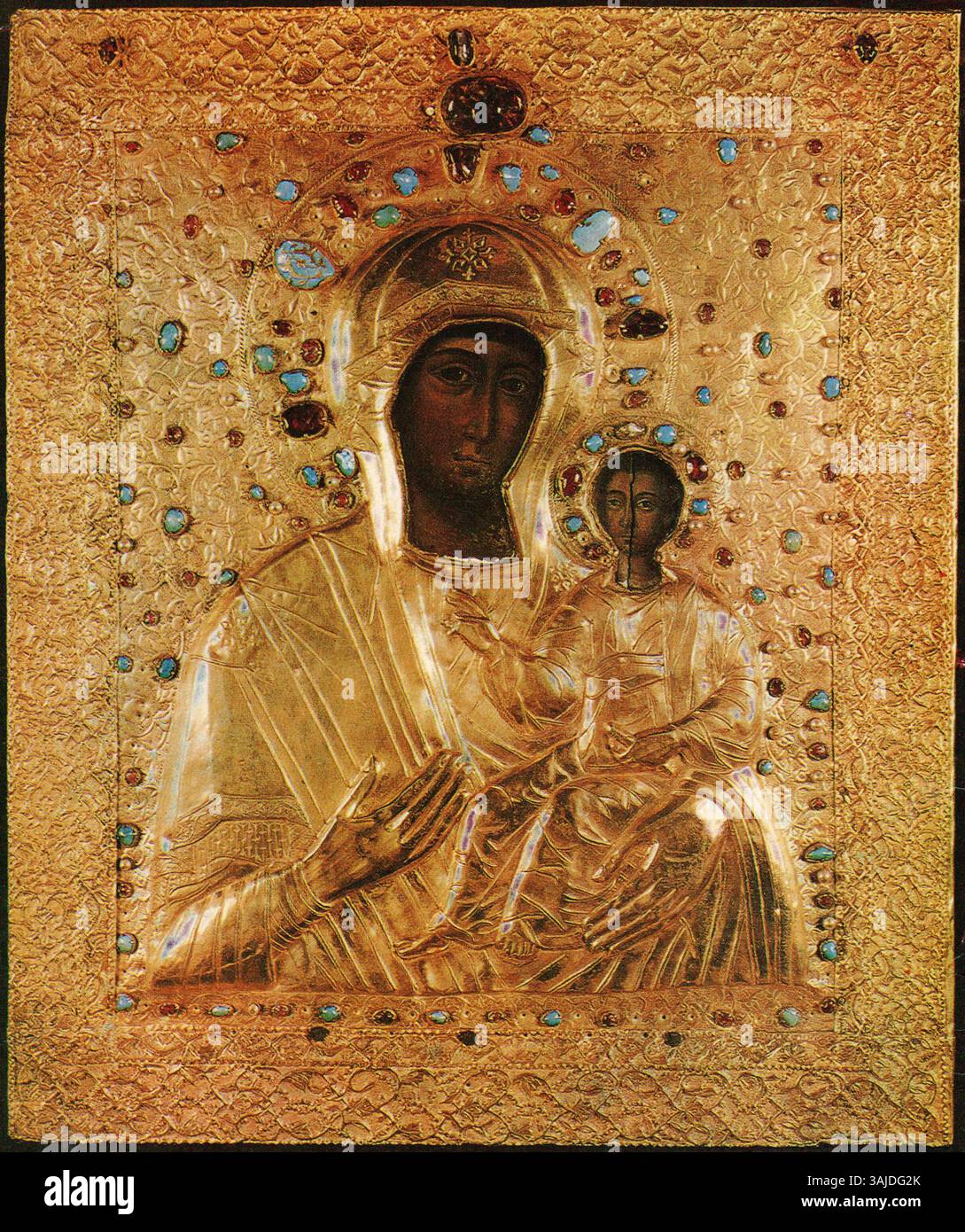 This icon, depicting the Virgin Mary and Child, comes from the Akhali ...
