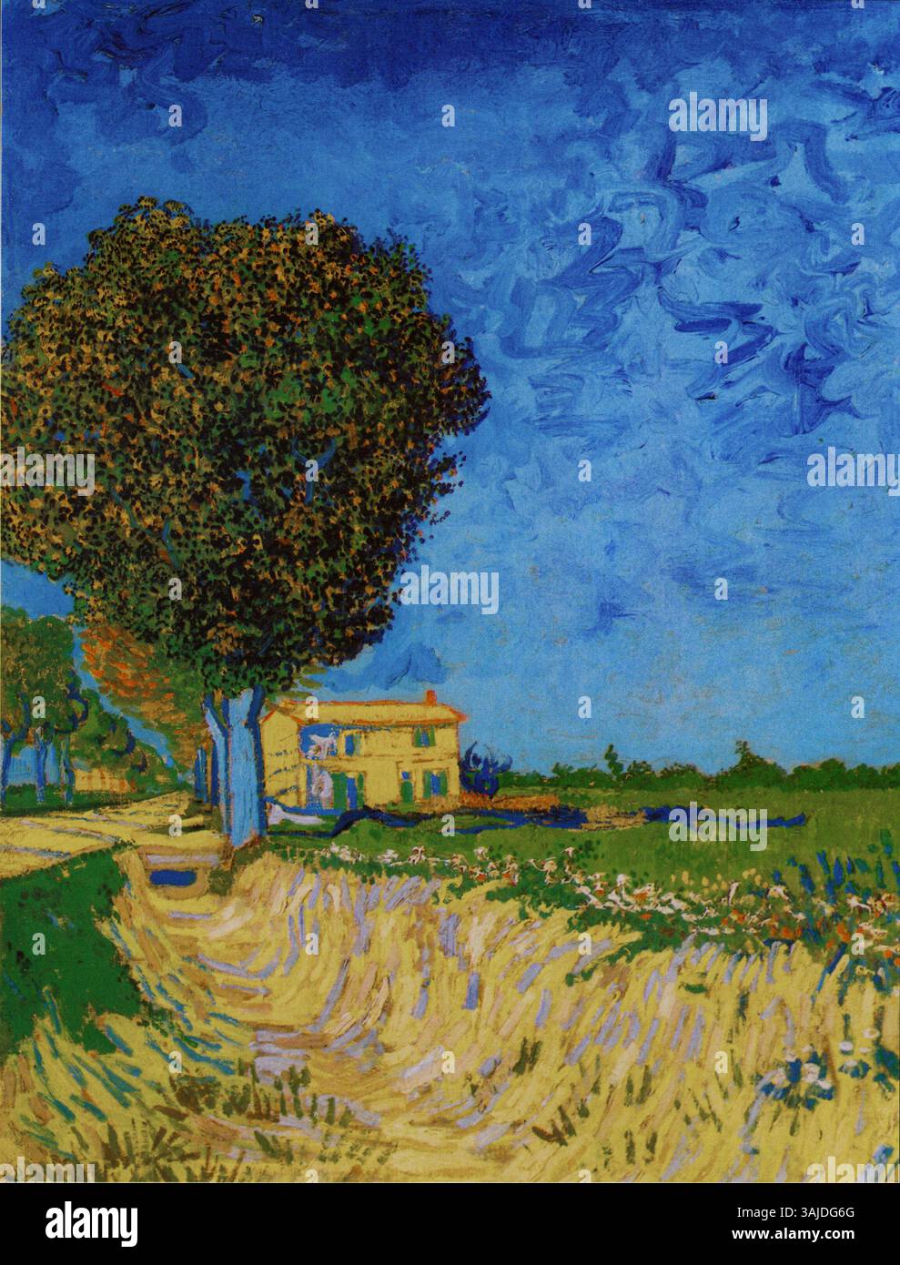 Vincent van Gogh's 'Avenue at Arles with Houses,' painted in May 1888 ...