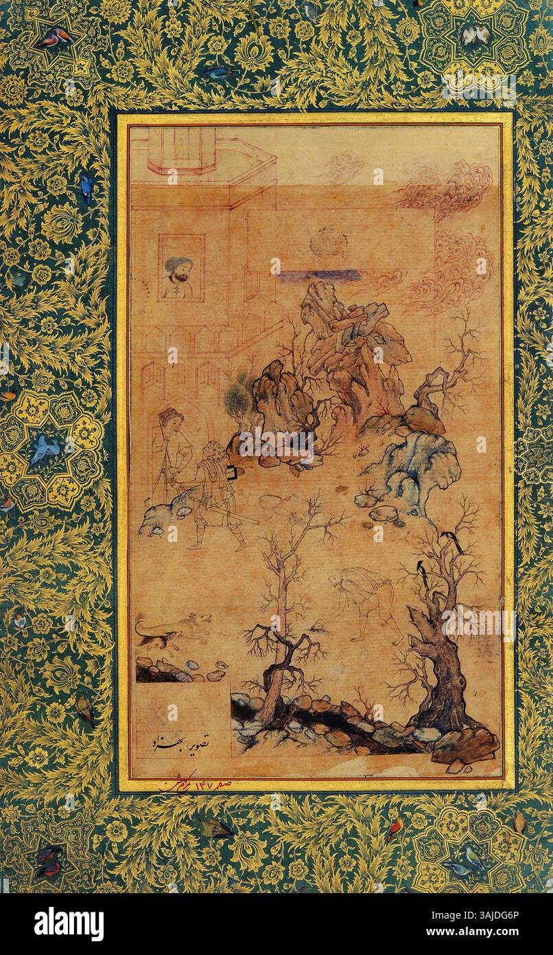 Page 147 of the Golshan Muraqqa, attributed to Kaml ud-Dn Behzd. This ...