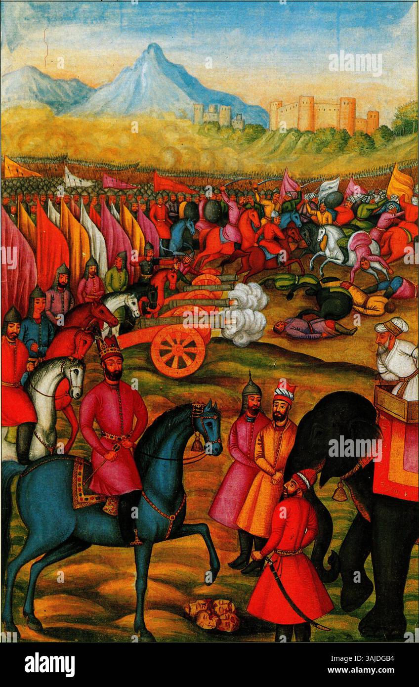 The Jahangusha-ye Naderi manuscript includes a depiction of the Battle ...