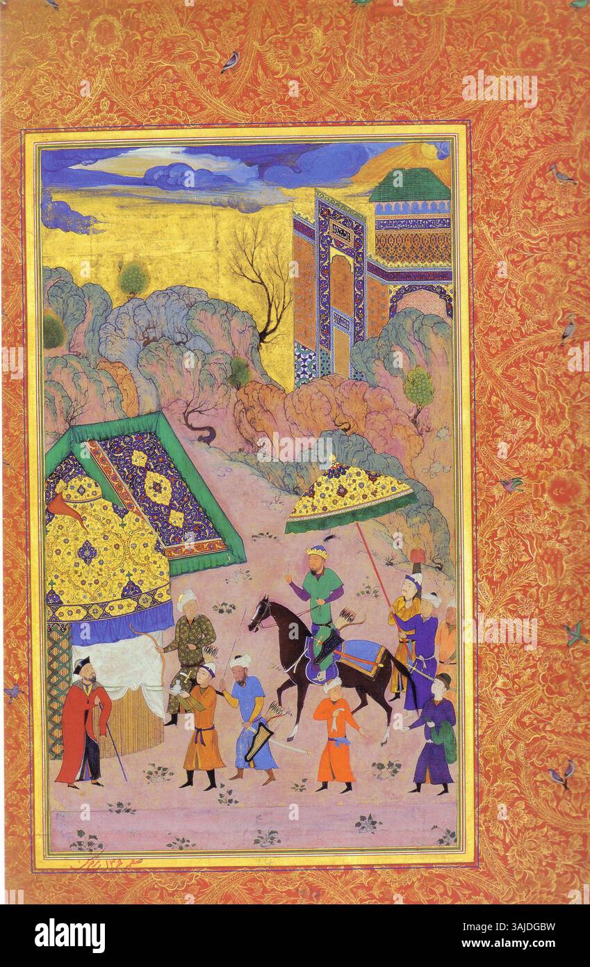 A page from the 16th century Muraqqa-e Golshan, a significant example ...