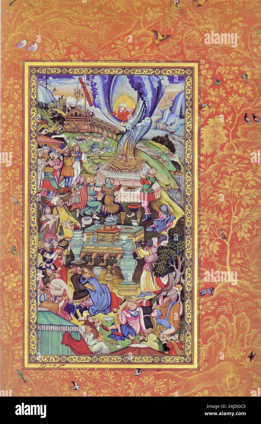 This 17th-century folio from the Golshan Muraqqa, illustrating Persian ...