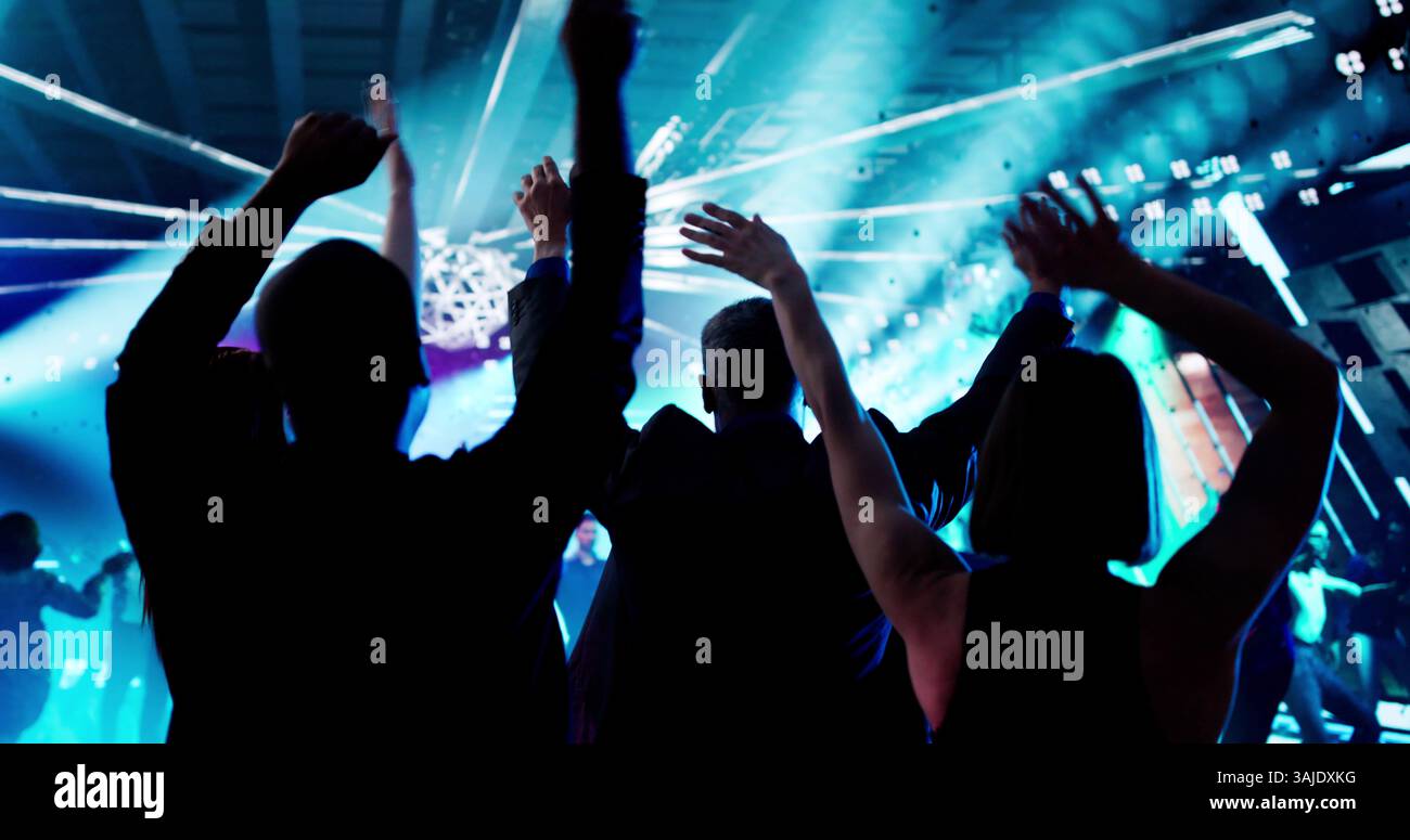 Nightclub Crowd Silhouettes Dance In African-American Social Gathering ...