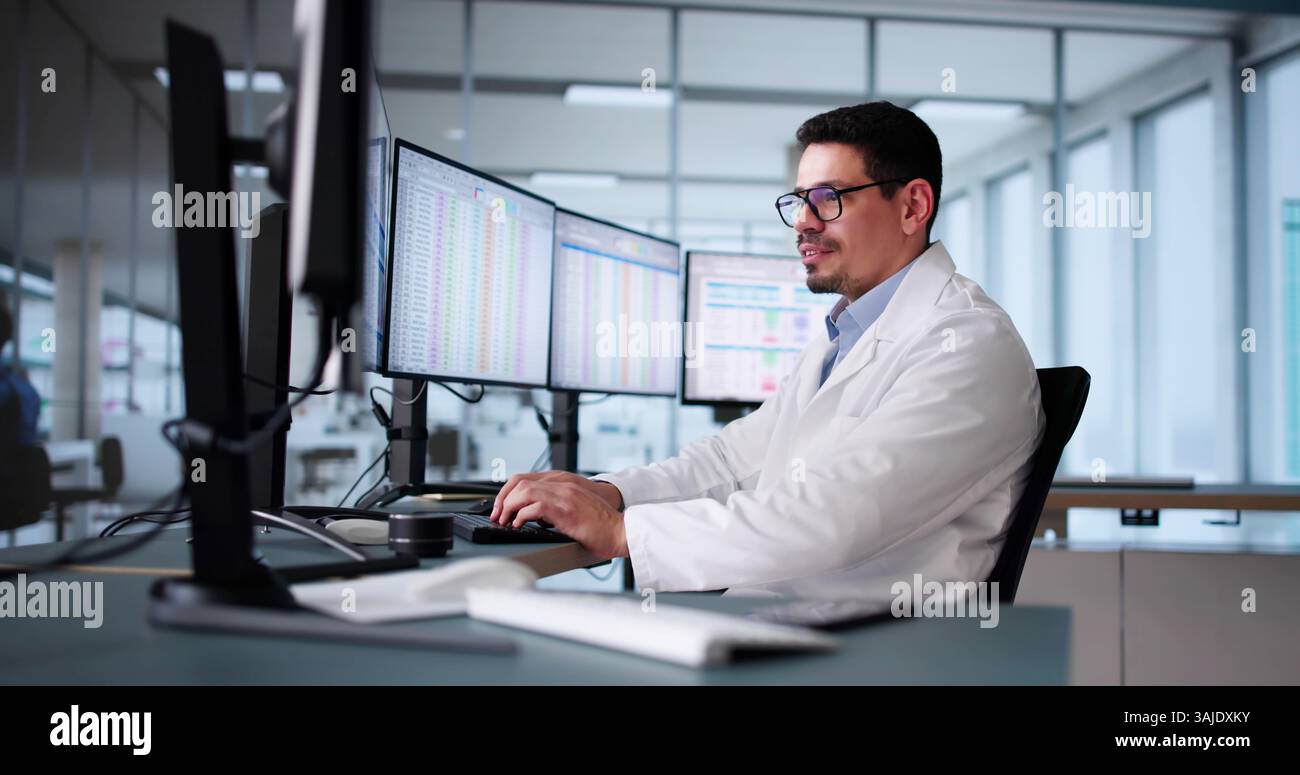 Patient Data Spreadsheet On Computer In Clinic. Healthcare Doctor Coding Invoice Stock Photo - Alamy