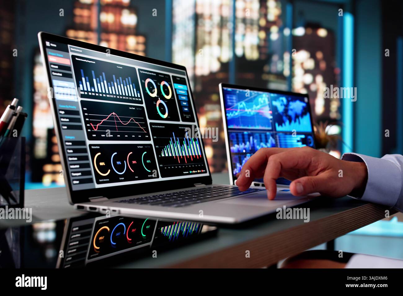 Data Analyst Using Data Analytics KPI Dashboard Stock Photo - Alamy