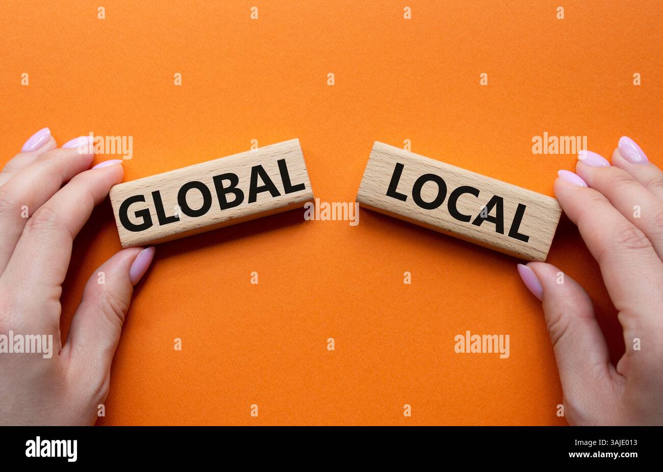 Global and Local symbol. Concept word Global and Local on wooden blocks ...
