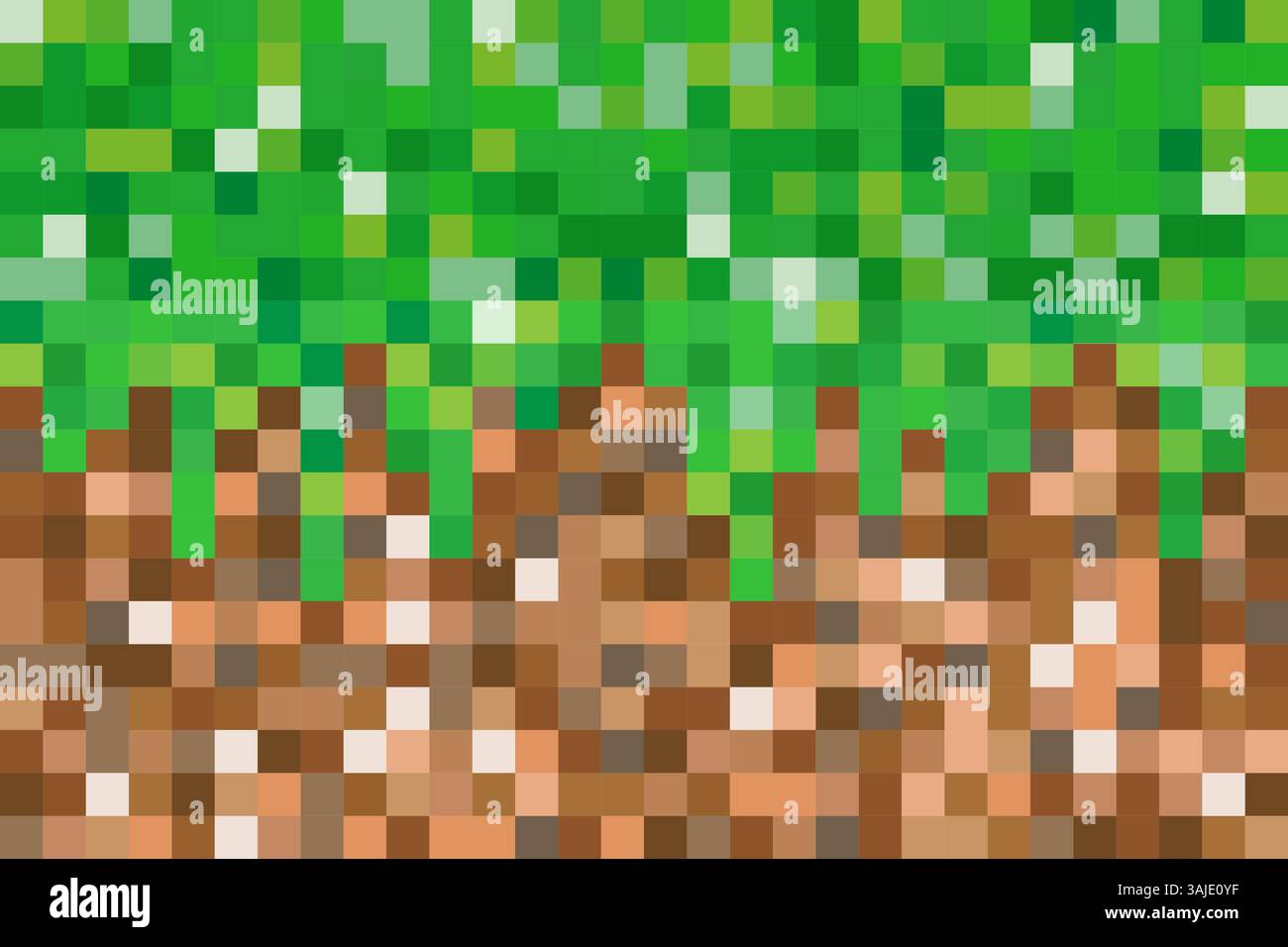 Pixel texture background with grass and ground blocks. Green and brown ...