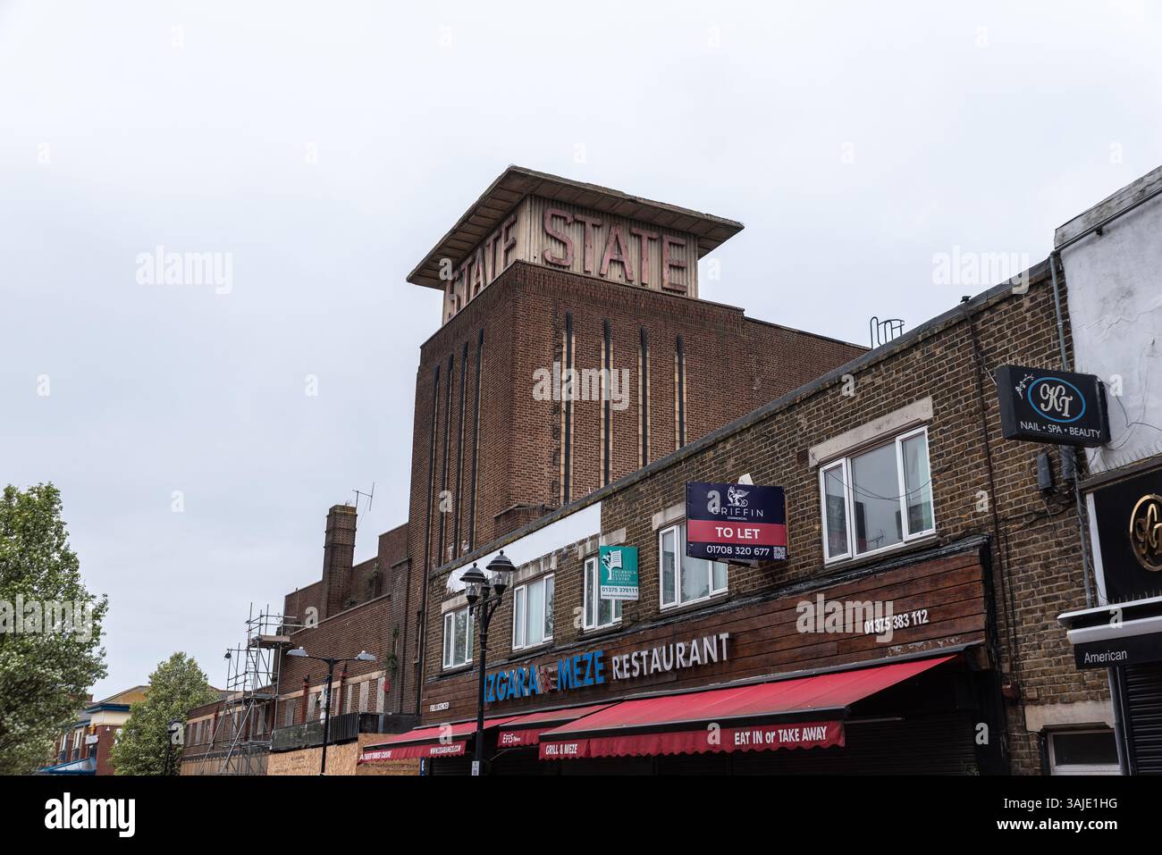 Old, closed and decaying State cinema. State movie theatre in Grays ...