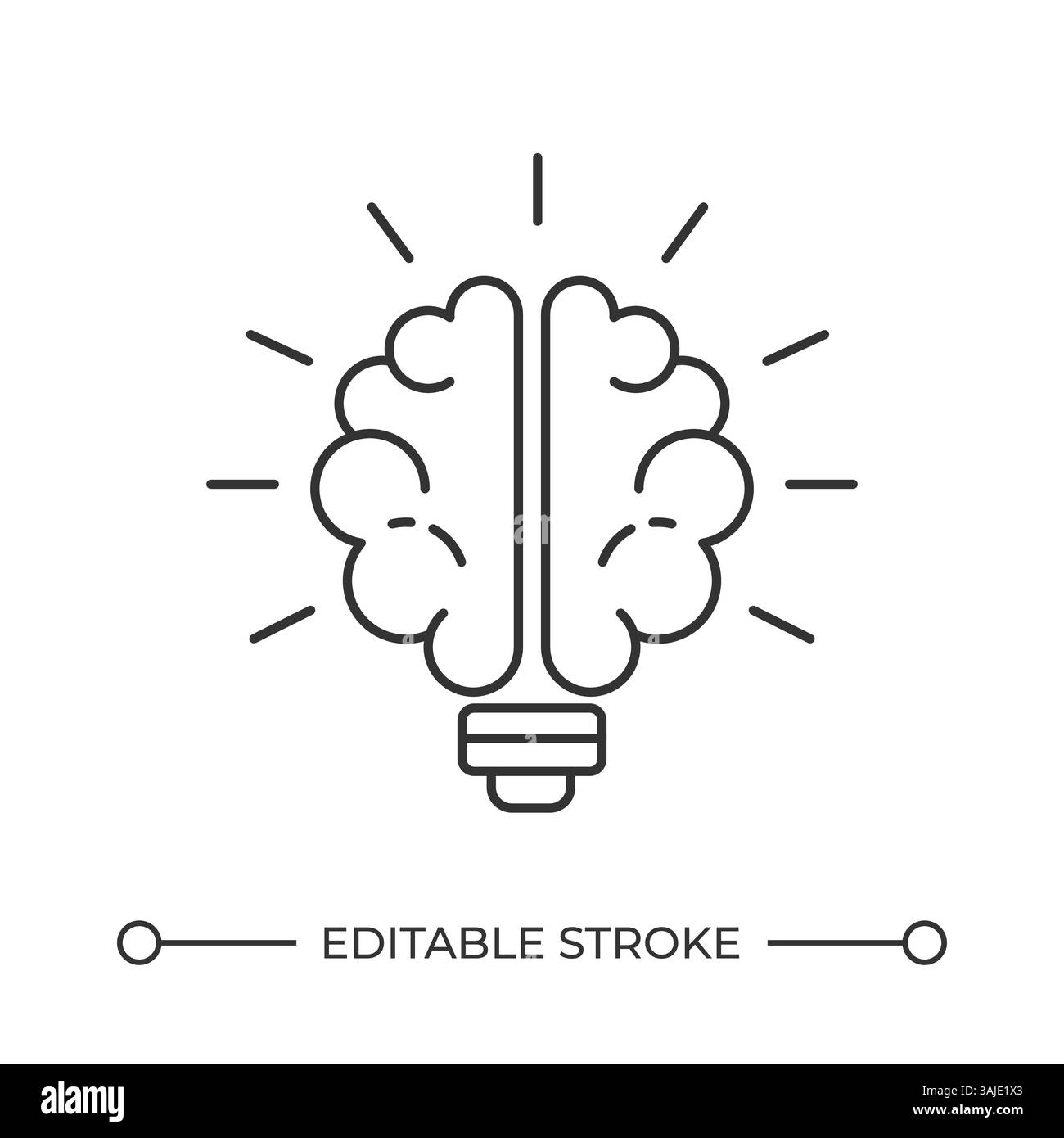Lightbulb with brain line icon Stock Vector Image & Art - Alamy