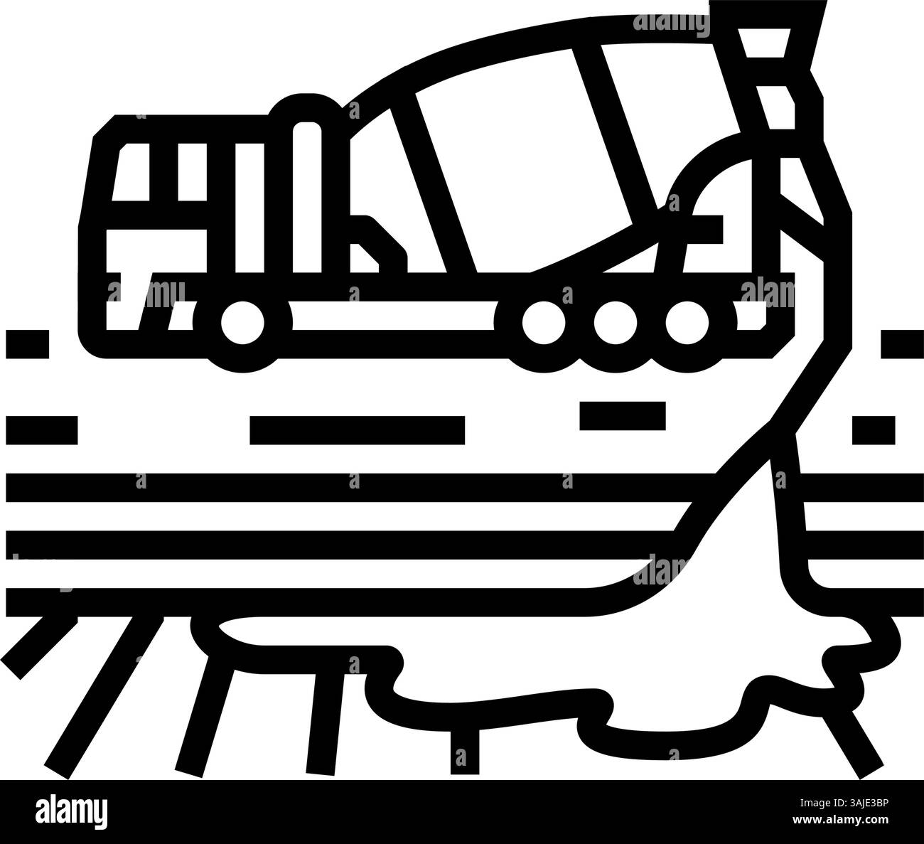 truck pouring concrete cement concrete line icon vector illustration ...