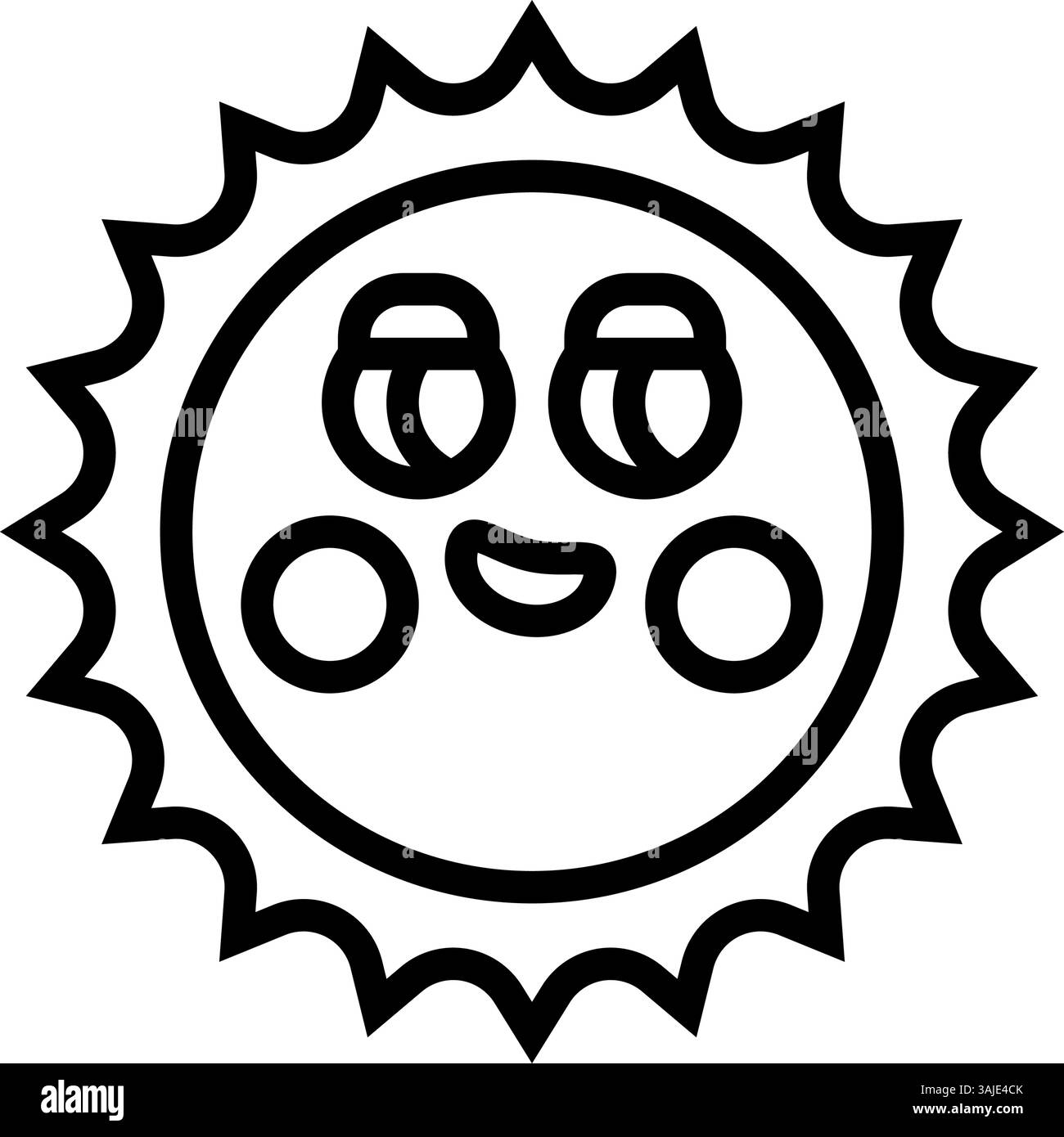 blushing cheeks cute sun character line icon vector illustration Stock ...