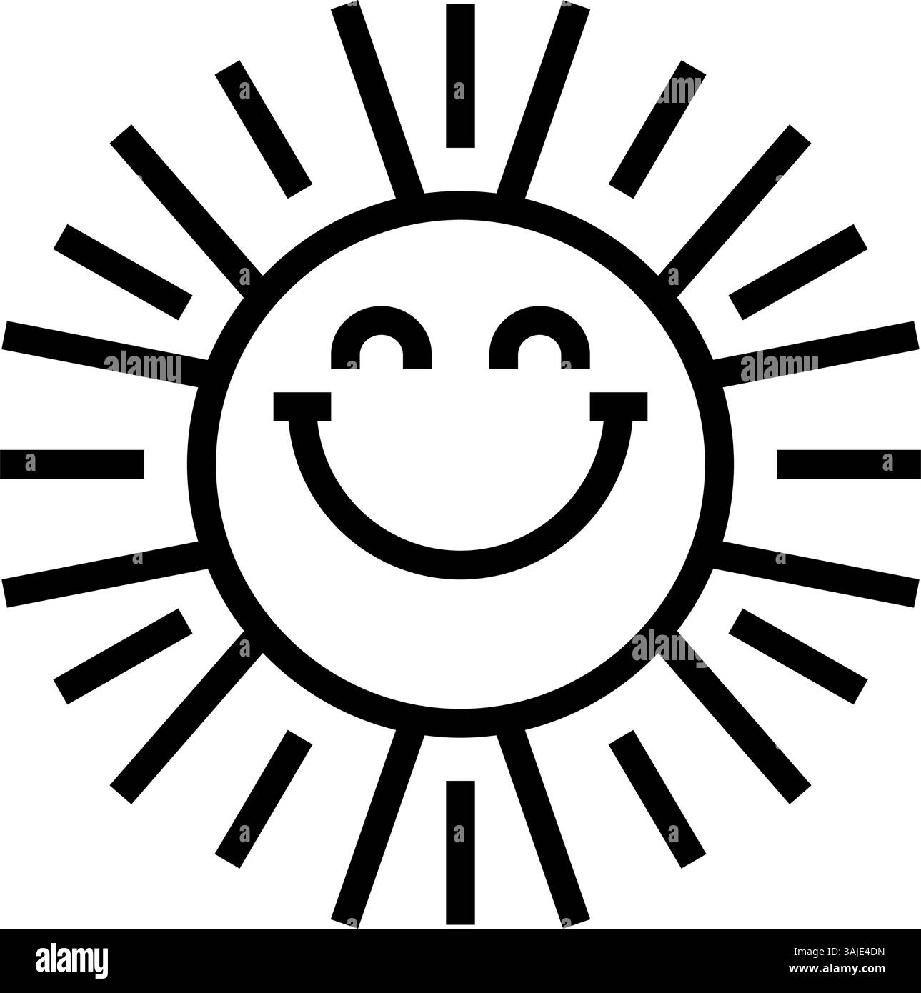 happy rays cute sun character line icon vector illustration Stock ...
