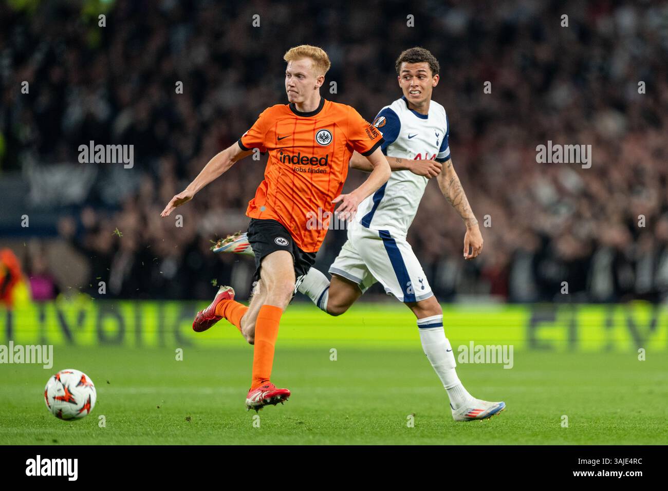 London, UK. 10th Apr, 2025. Hugo Larsson (16) of Eintracht Frankfurt ...