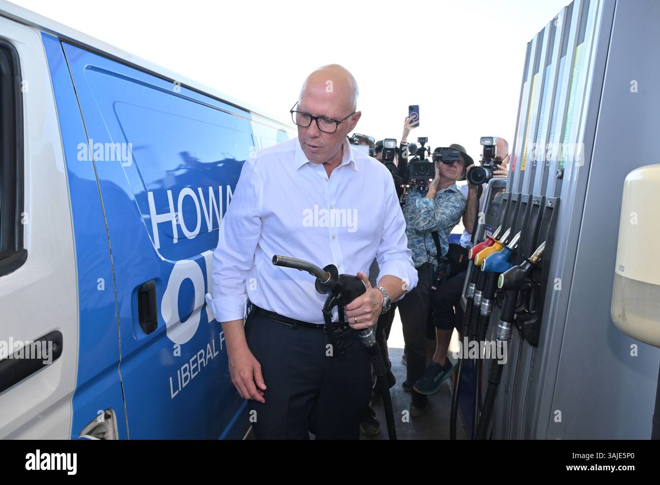 Leader of the Opposition Peter Dutton at a petrol station in Canning ...