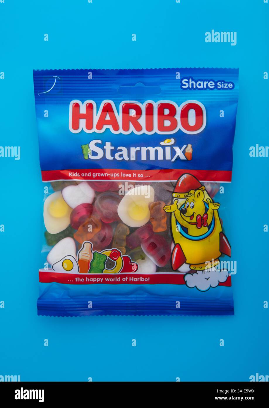 LONDON, UK - JANUARY 19, 2025: Haribo Starmix colorful jelly gummies ...