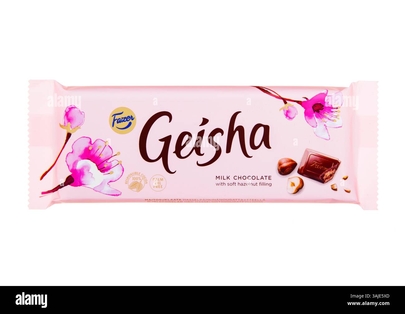 LONDON, UK - DECEMBER 02, 2024: Geisha milk chocolate and soft hazelnut ...