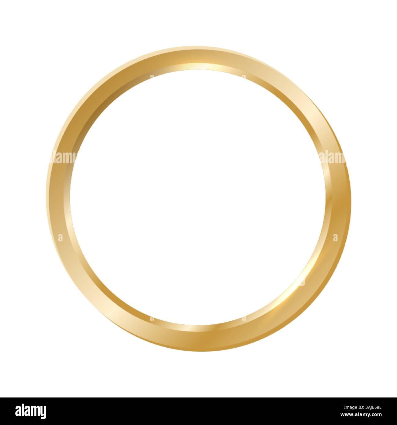 A luxurious gold circular frame with a polished metallic finish ...