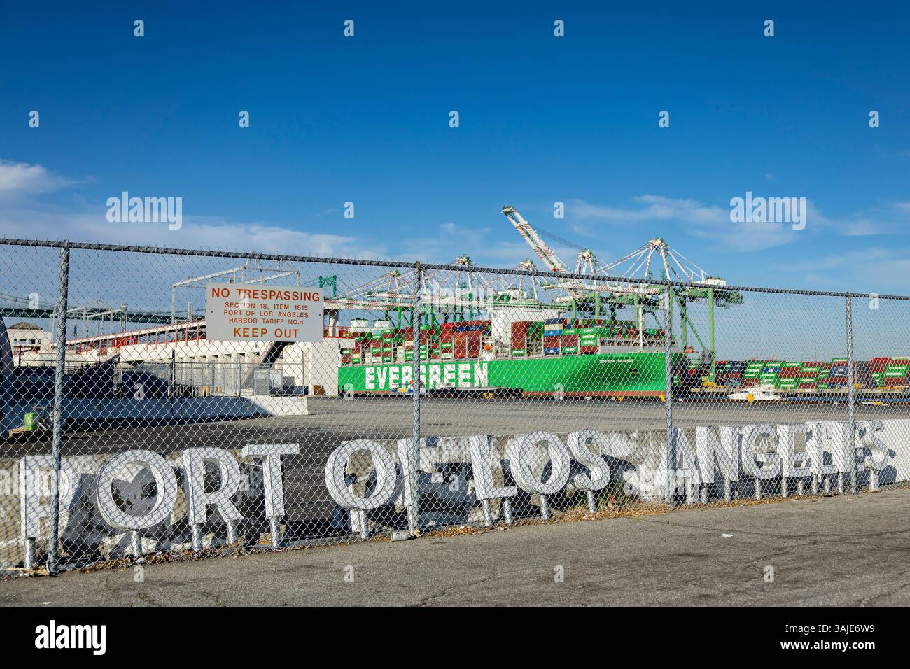 San Pedro, USA. 10th Apr, 2025. Shipping containers being loaded onto a ...