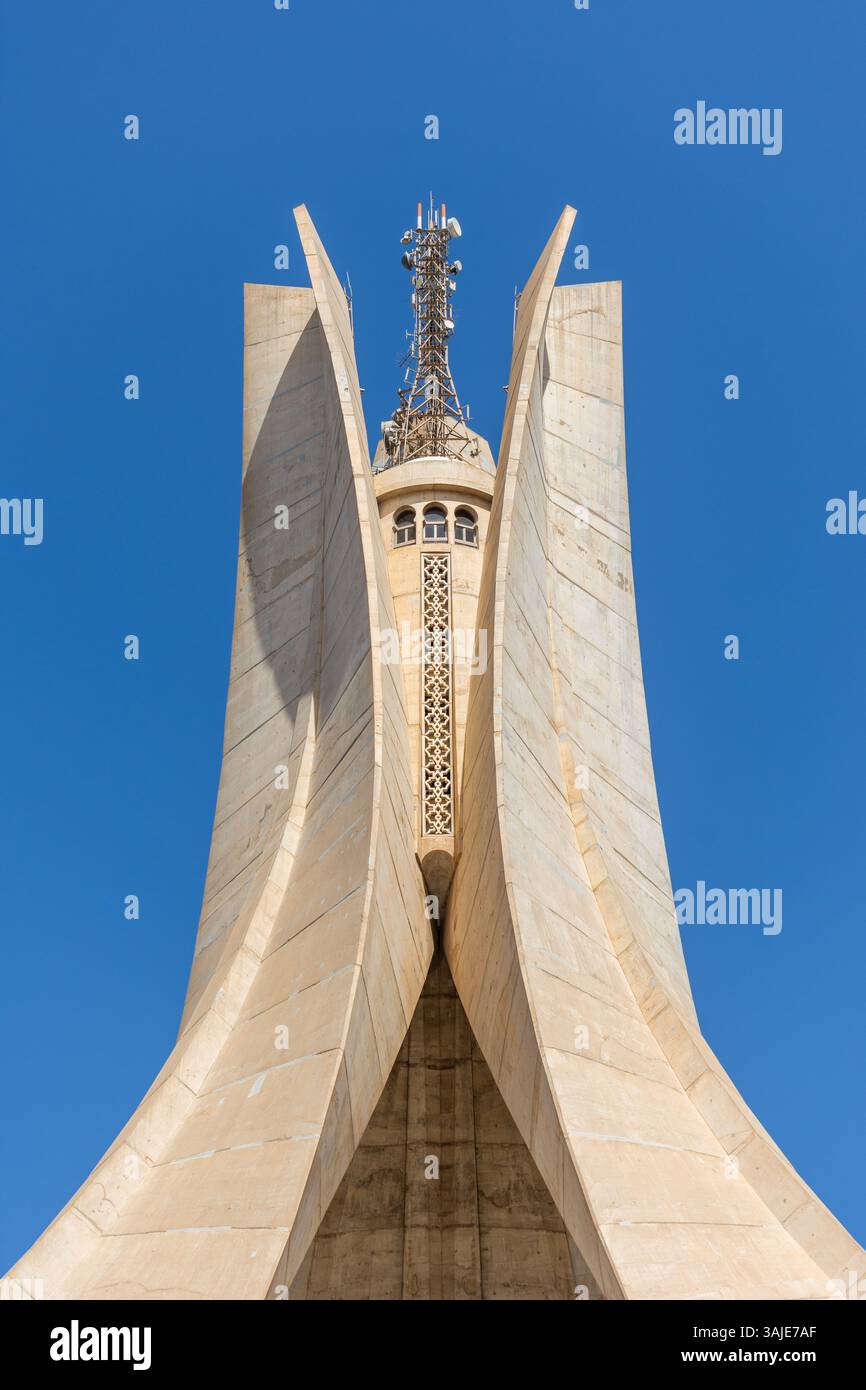 A group of people in Maqam Echahid Monument Square in Algiers City ...