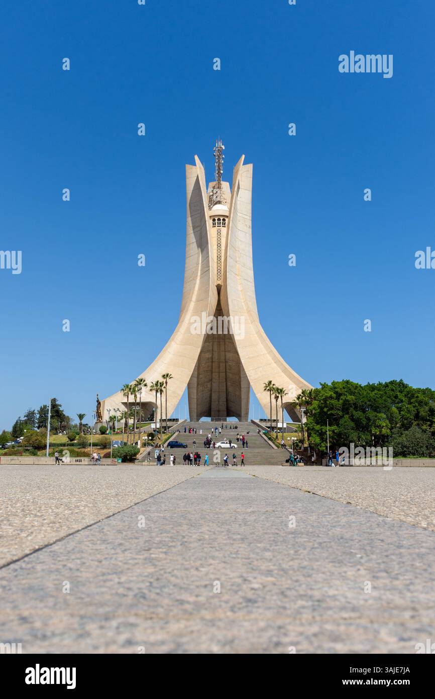 A group of people in Maqam Echahid Monument Square in Algiers City ...