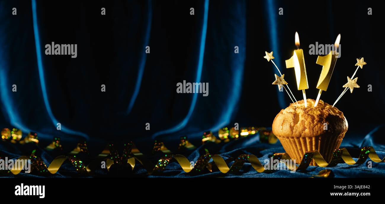 Coming age party 11th birthday. chocolate cupcake with number eleven ...