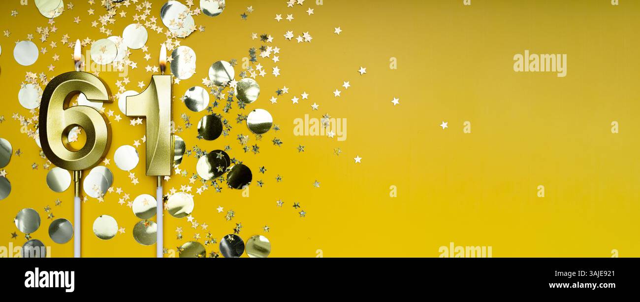 Happy 61st birthday greeting golden hi-res stock photography and images ...