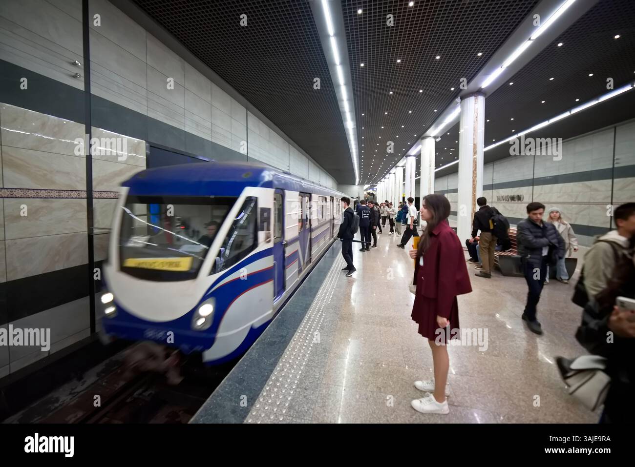 Tashkent, Uzbekistan – March 24, 2025, Inside the Yunusobod Metro ...