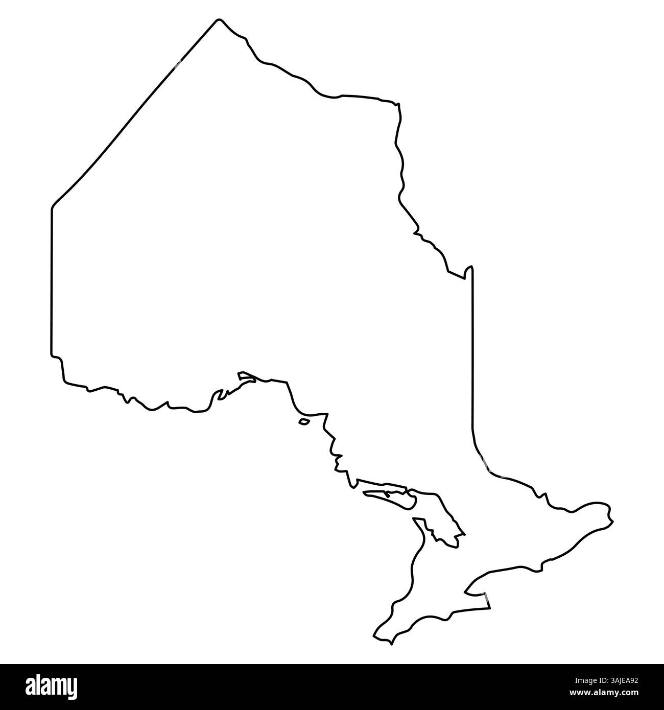 Ontario province outline Canada, simple black border, geographical map ...