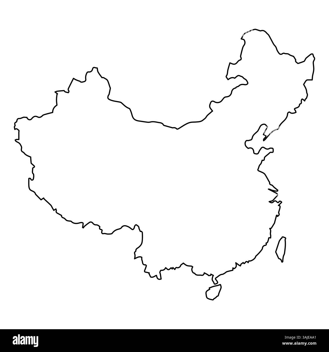 Detailed Outline Map of China Geography Borders, Asia, Country Stock ...