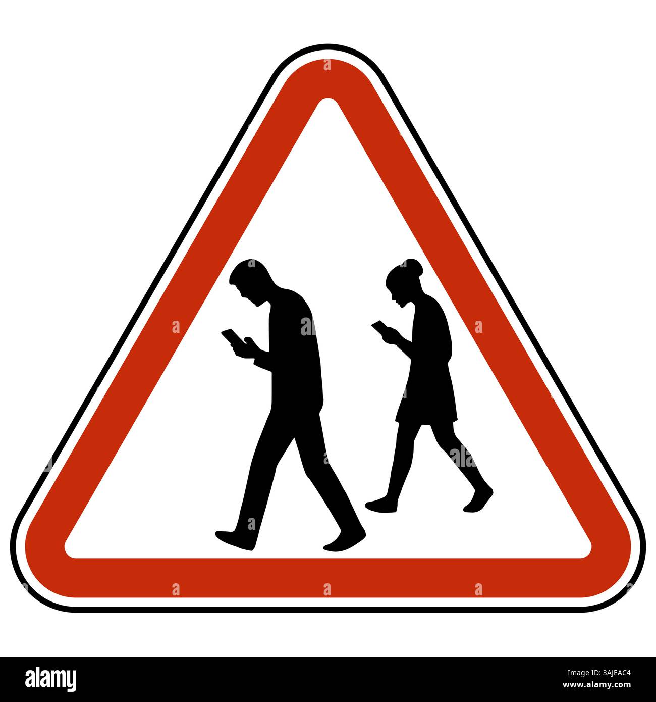 Distracted Pedestrians, Hazard Warning Sign on Roadside Stock Vector ...