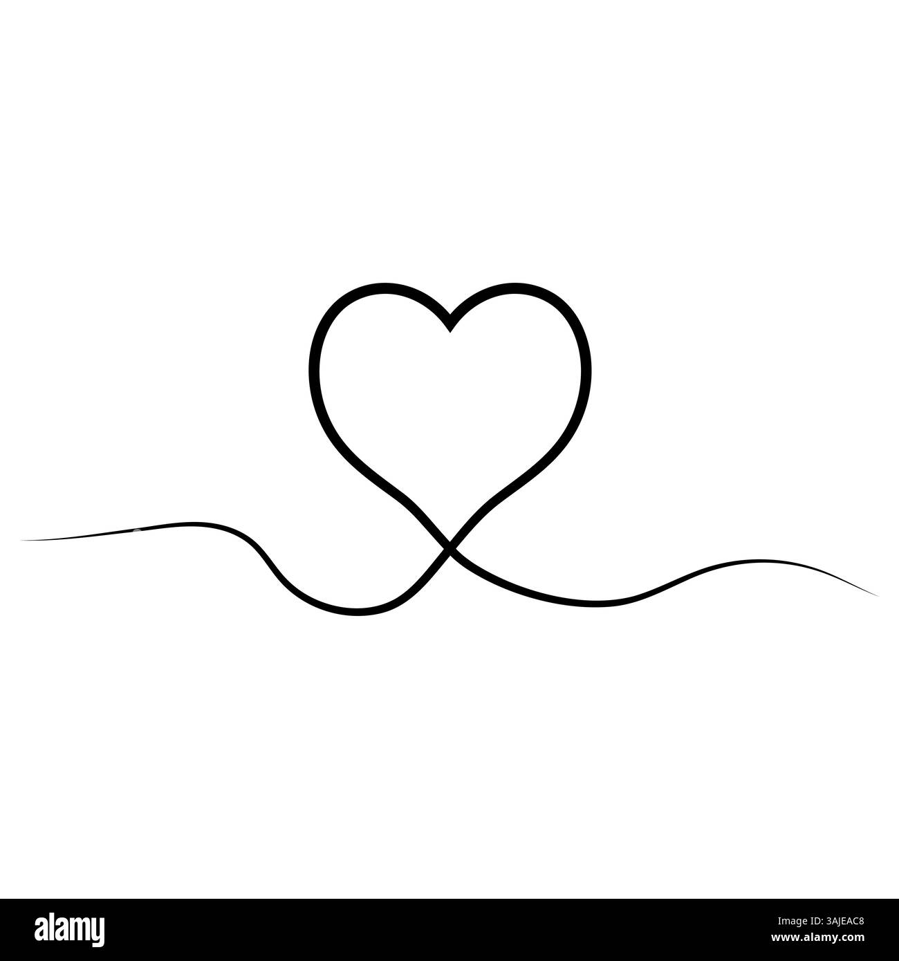 Continuous Line Heart, Love Connection, and Flowing Emotion Stock ...