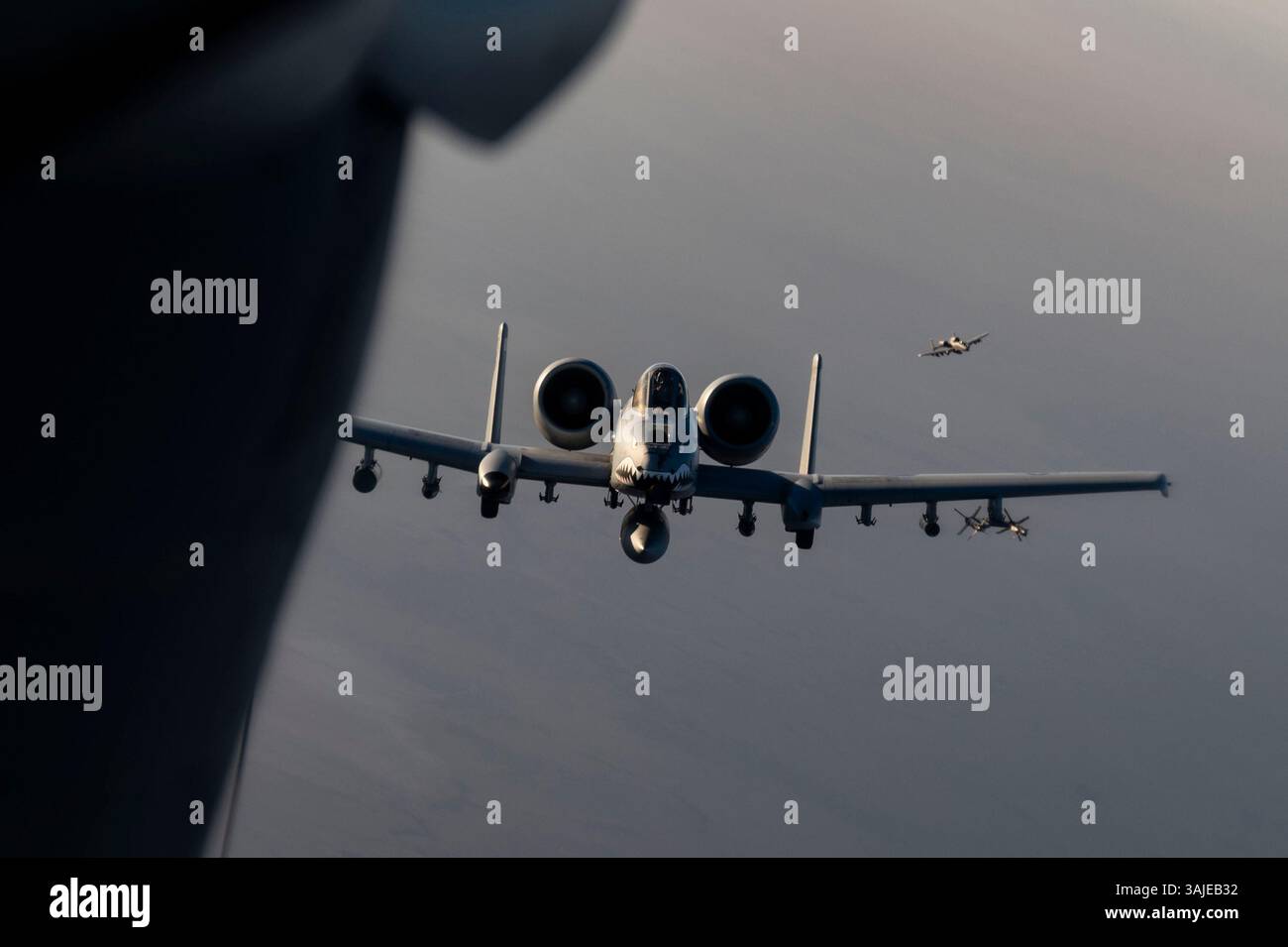 A U.S. Air Force A-10 Thunderbolt II prepares to be refueled over the U.S. Central Command area ...